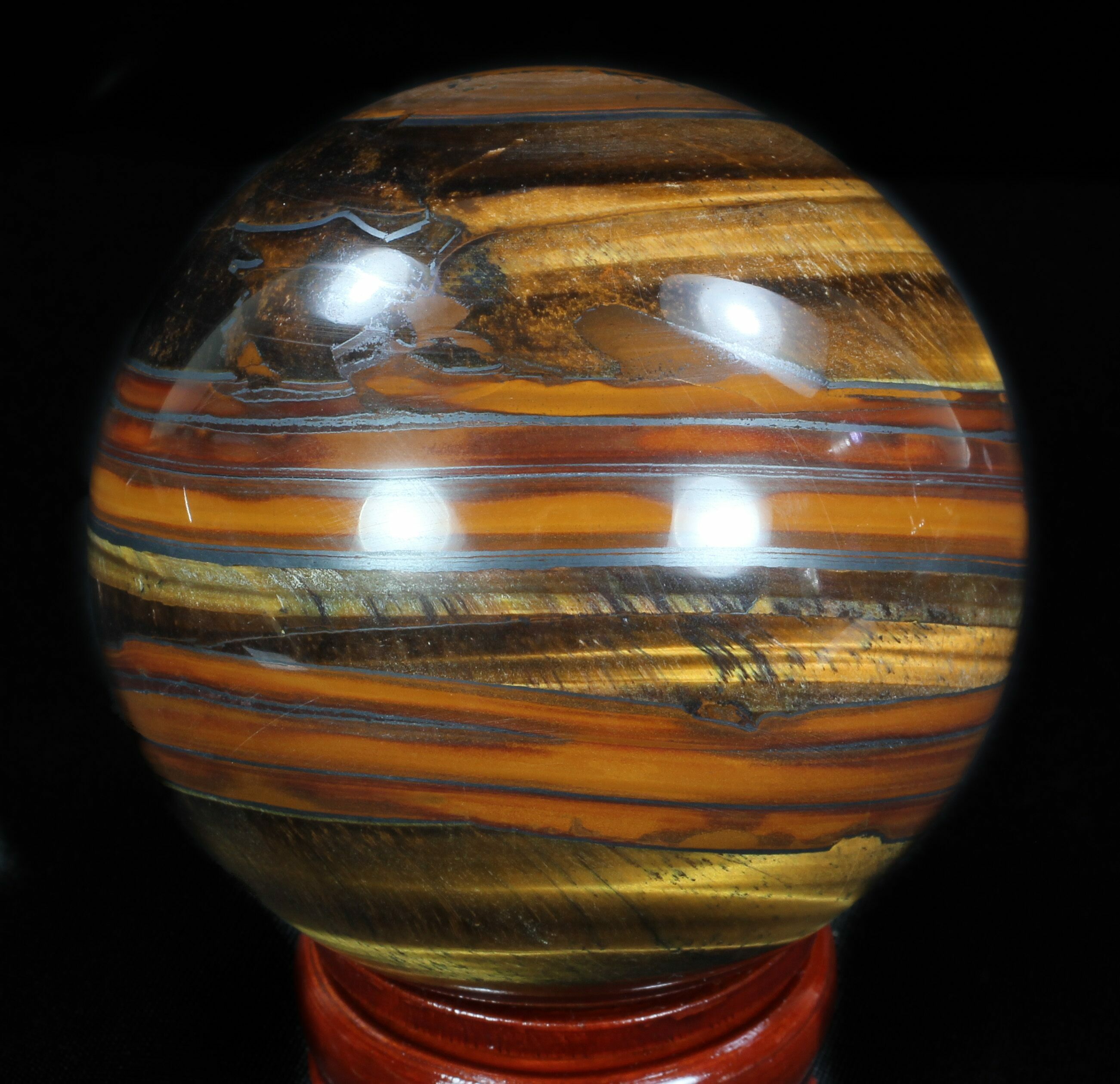 3.5" Polished Tiger's Eye Sphere For Sale (#33626) - FossilEra.com