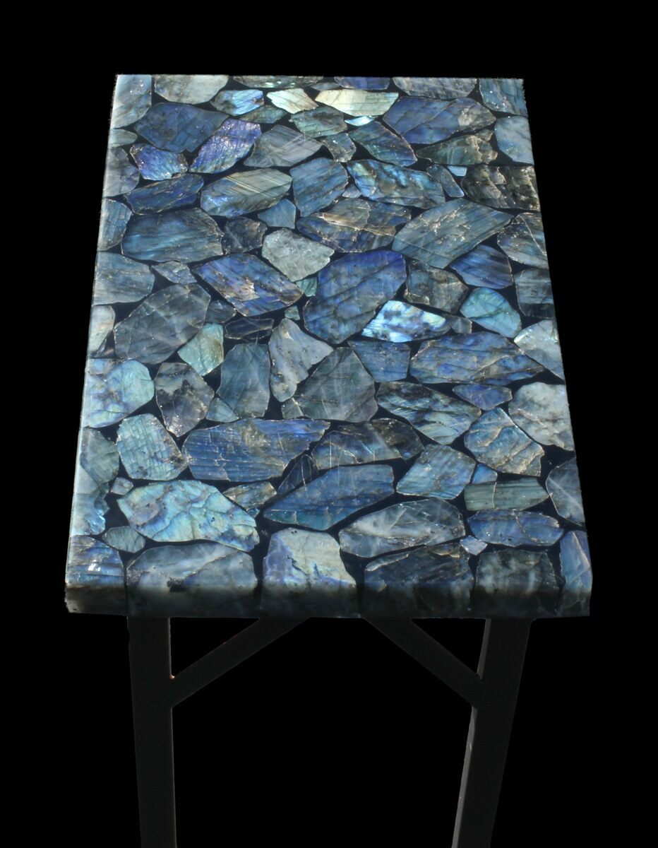 20 x 12" Labradorite End Table With Powder Coated Base For Sale (#52940 ...