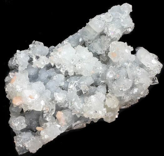 7" Sparkling, Blue Apophyllite Crystal Cluster With Peach Stilbite For ...