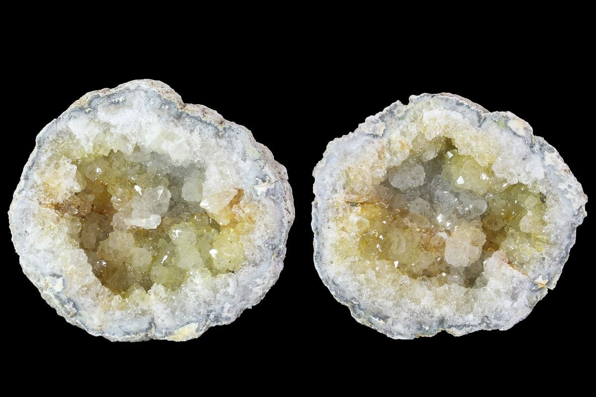 3.1" Keokuk Quartz Geode Pair - Iowa For Sale (#91394) - FossilEra.com