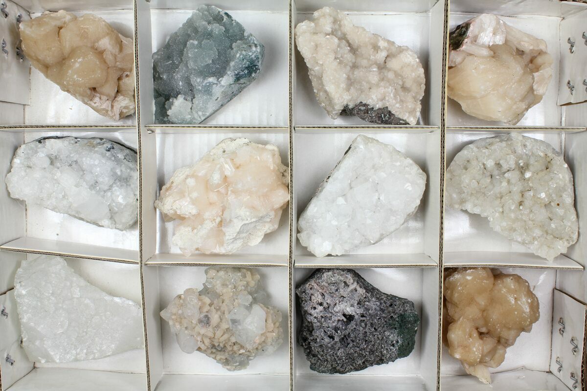 Mixed Indian Mineral & Crystal Flat - 12 Pieces For Sale (#95599 ...
