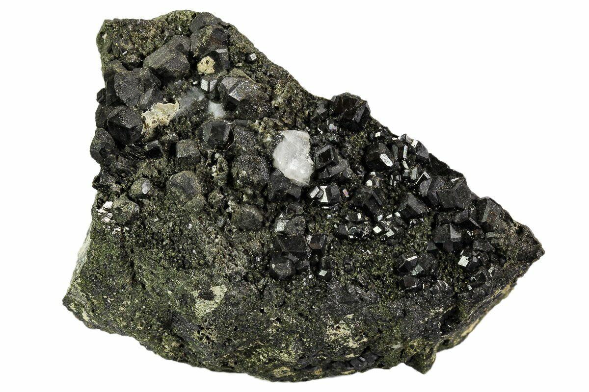 3.1" Black Andradite (Melanite) Garnet Cluster with Biotite - Morocco ...