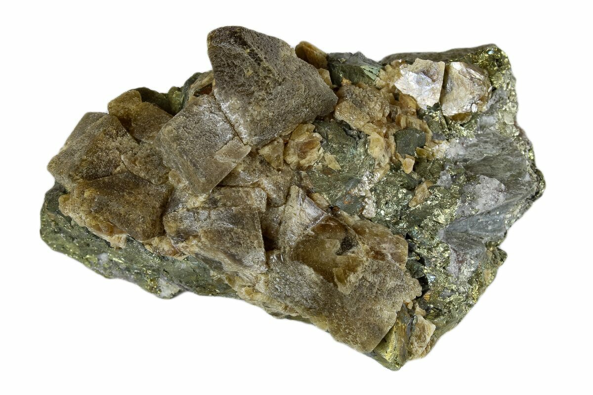 3.6" Siderite Crystal Cluster with Chalcopyrite and Quartz - Peru ...