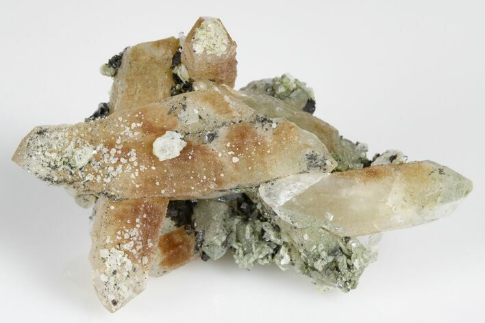 2.1" Quartz Crystals with Calcite & Loellingite - Inner Mongolia ...