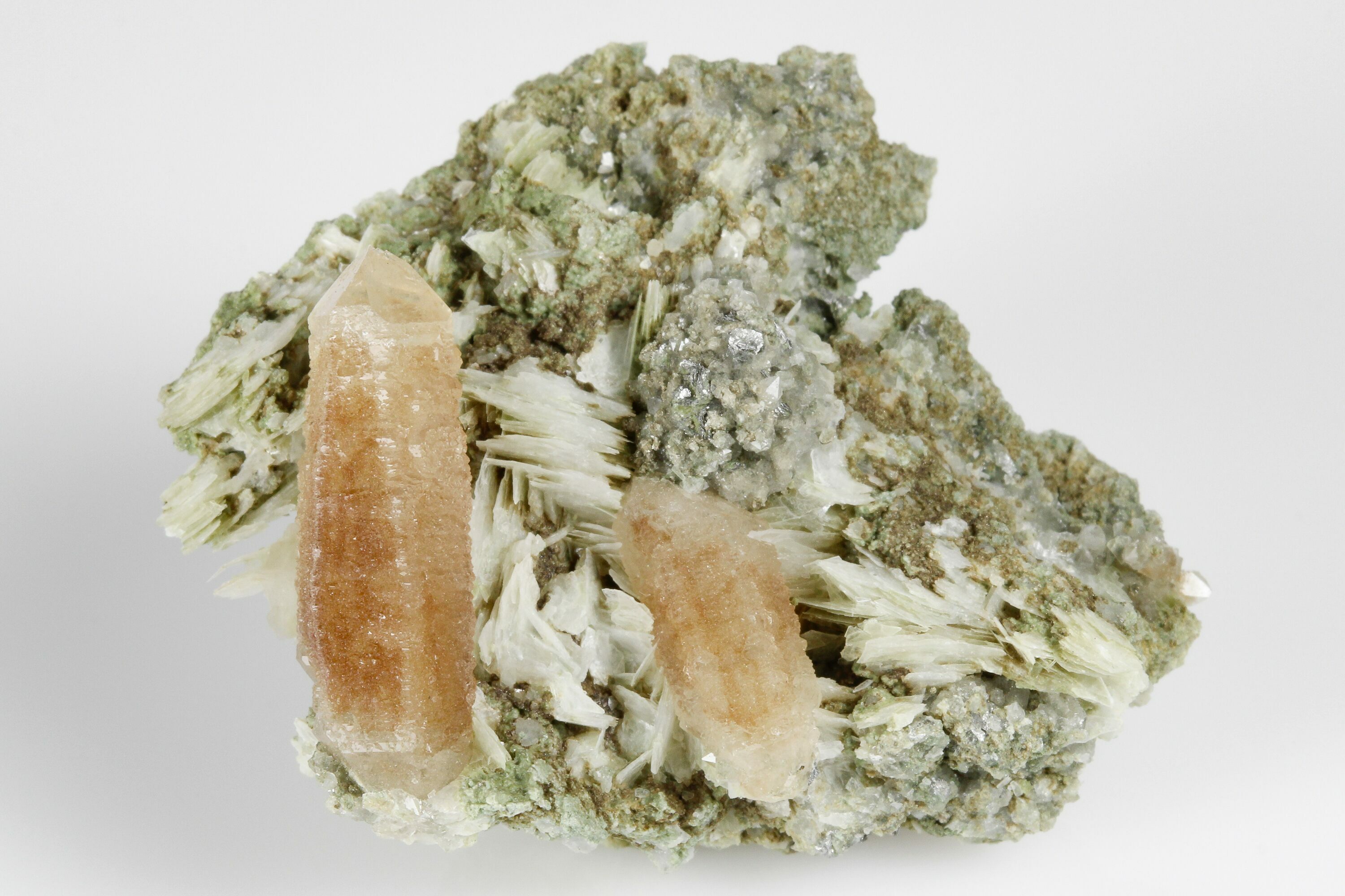 1.6" Quartz Crystal Cluster with Calcite & Loellingite -Inner Mongolia ...