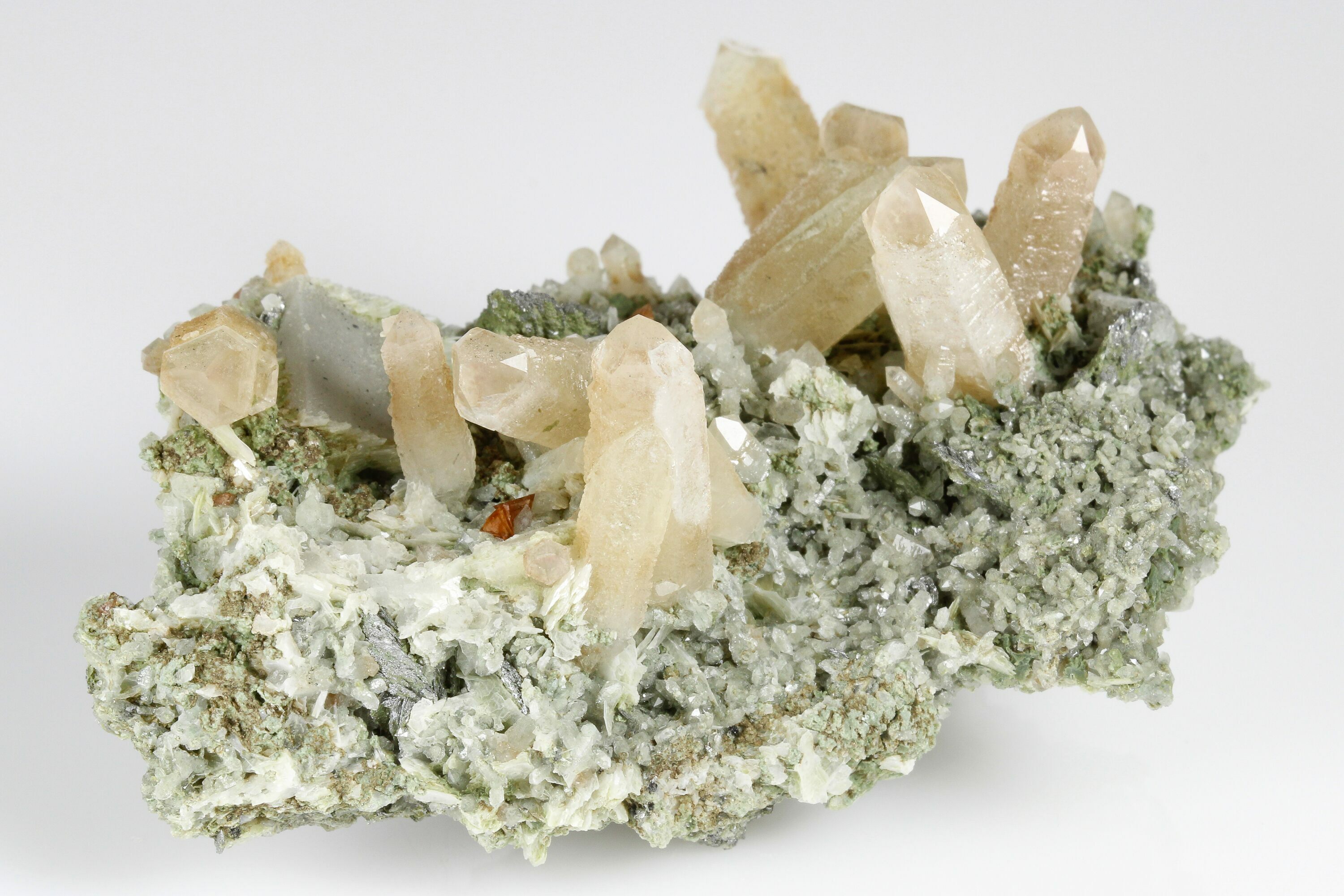 3.6" Quartz, Genthelvite and Loellingite Association - Inner Mongolia ...