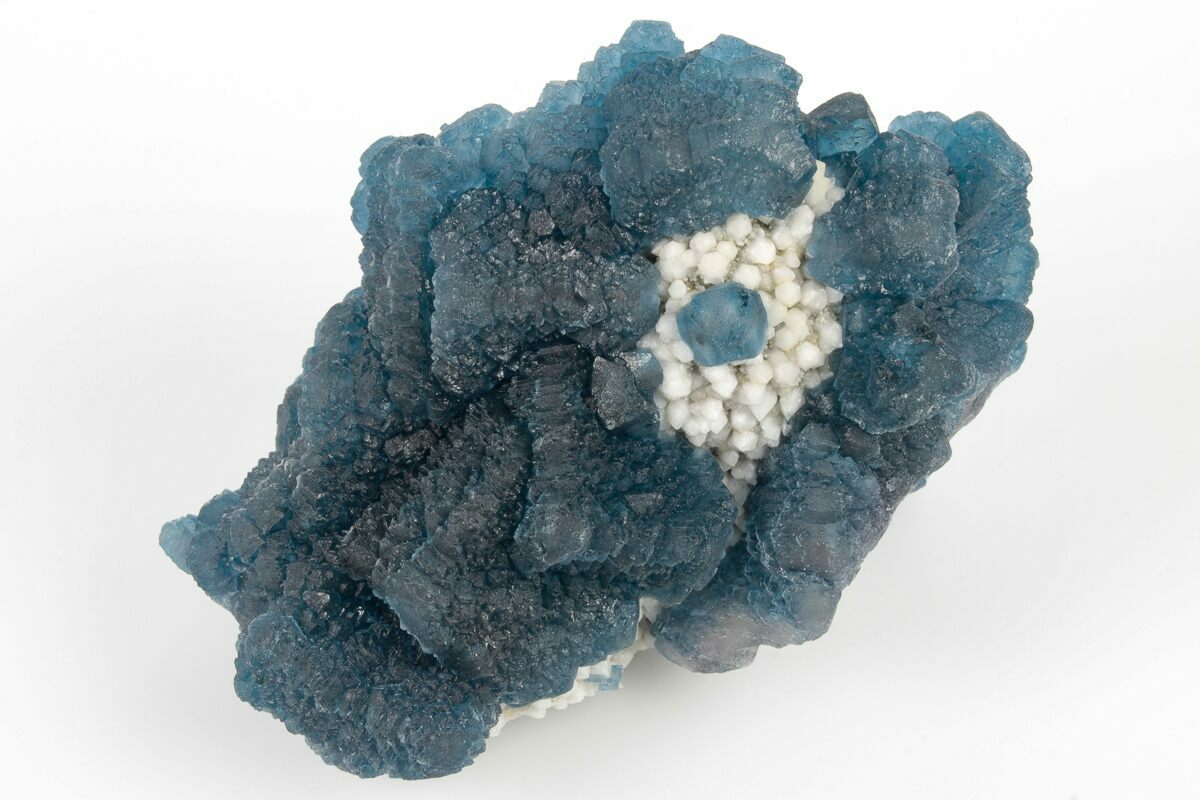 3" Blue, Cubic/Octahedral Fluorite on Quartz - Inner Mongolia (#195227 ...