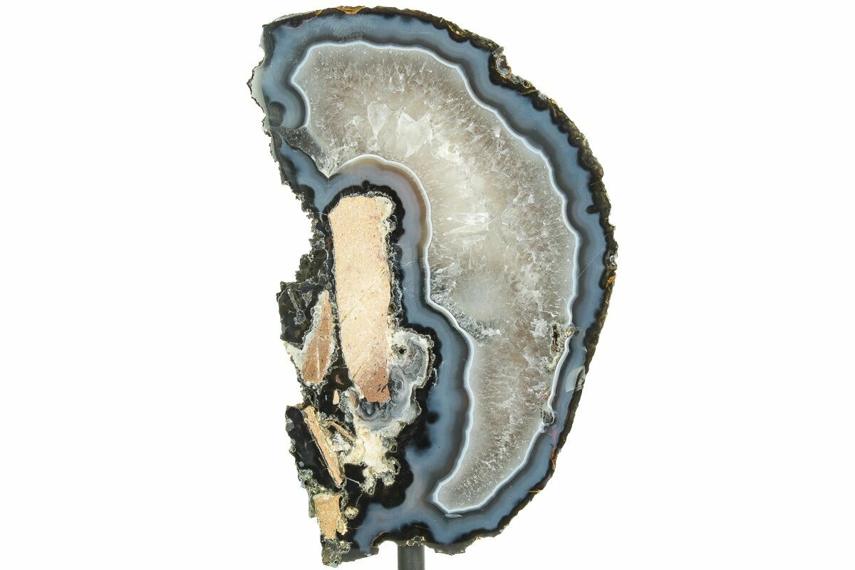 7.5" Agate Slab on Metal Base - Brazil (#206861) For Sale - FossilEra.com