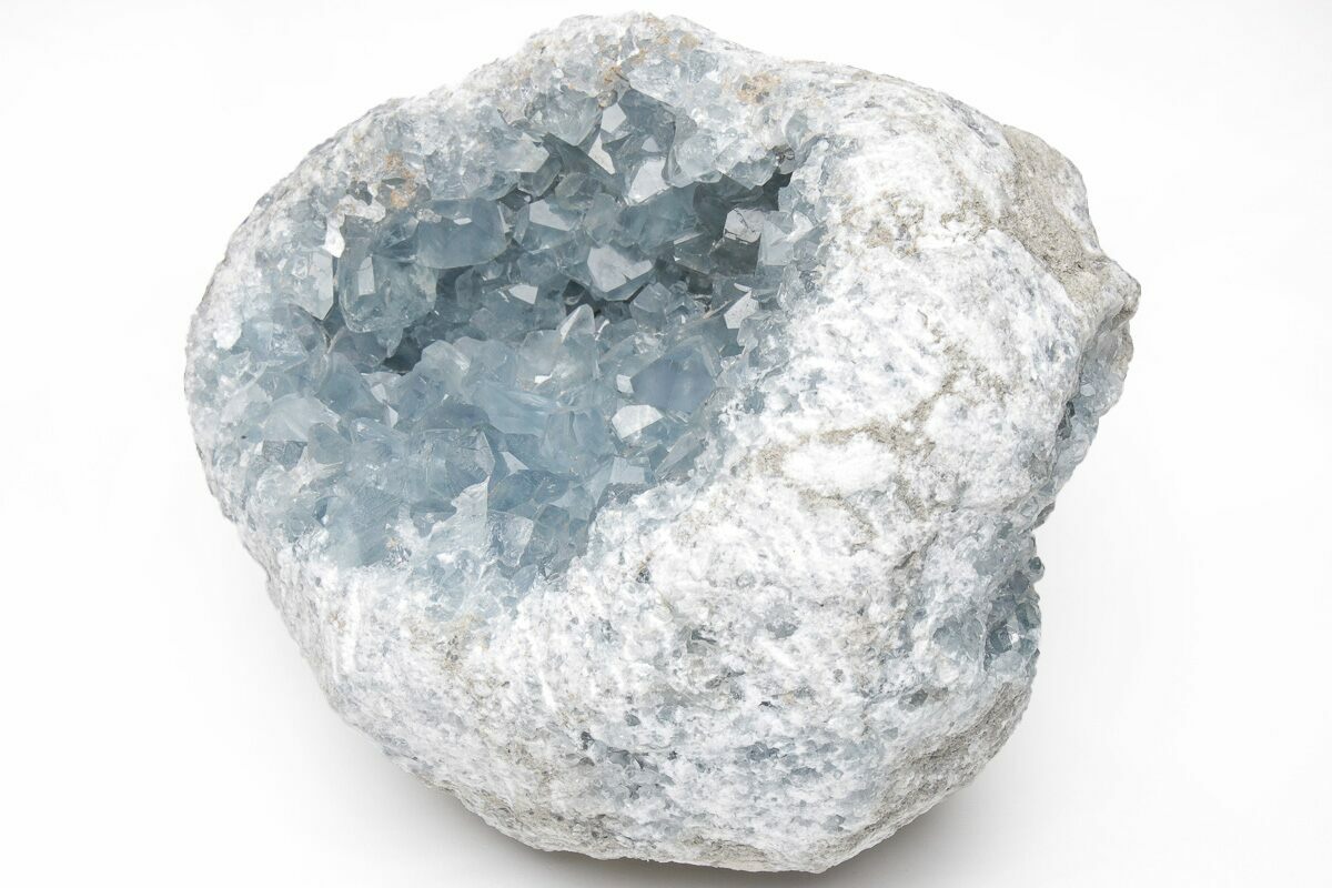 5.2" Sky Blue Celestine (Celestite) Crystal Geode - Madagascar (#210381 ...