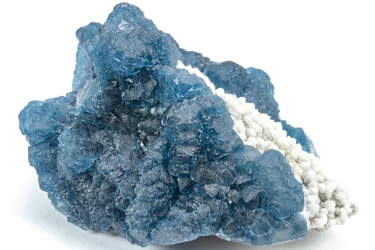 2.8" Blue, Cubic/Octahedral Fluorite Encrusted Quartz - Inner Mongolia ...