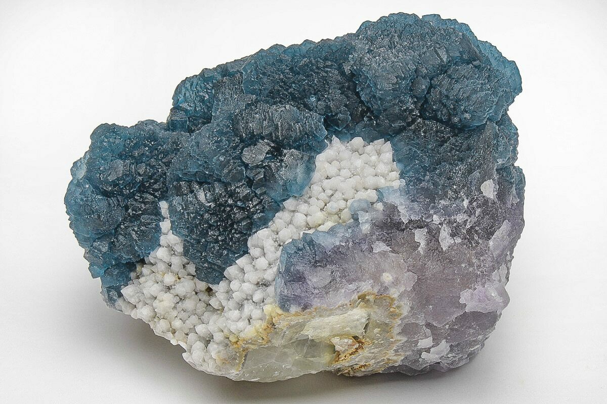 3" Blue, Cubic/Octahedral Fluorite Encrusted Quartz - Inner Mongolia ...
