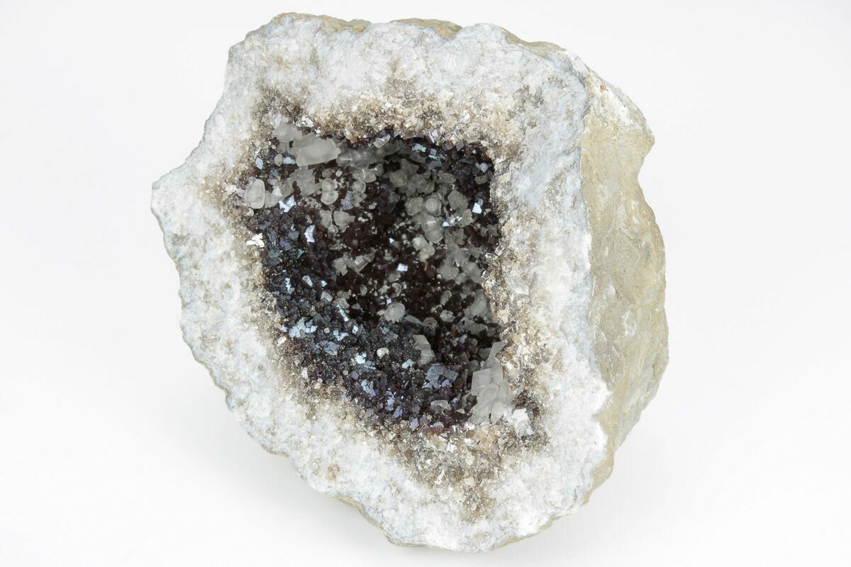 5" Keokuk Quartz Geode with Calcite Crystals (Half) - Missouri (#215021 ...