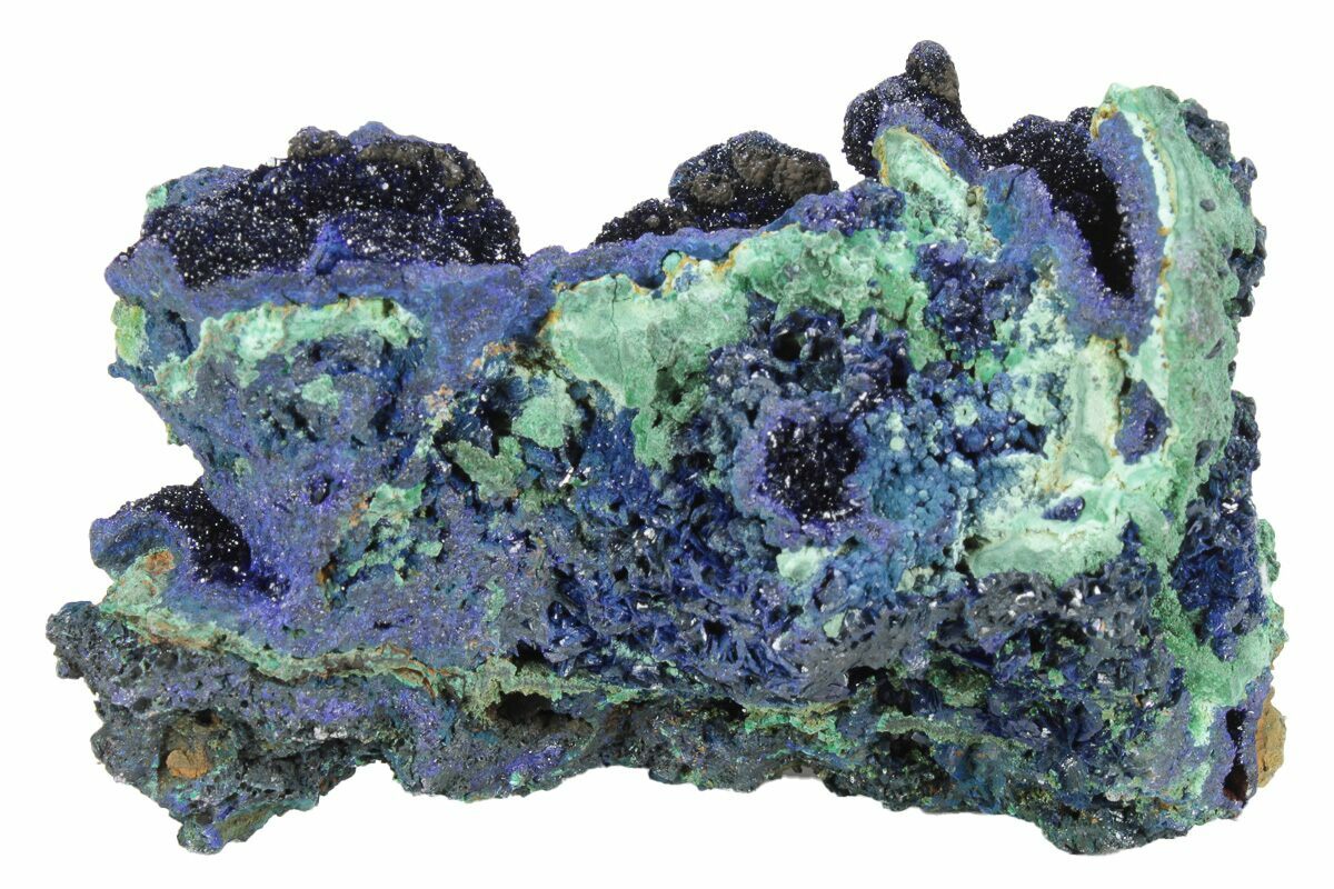 3.2" Sparkling Azurite Crystals on Fibrous Malachite - China (#231816 ...