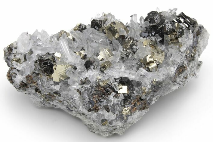 4" Gleaming Pyrite and Sphalerite (Marmatite) on Quartz - Peru (#233430 ...