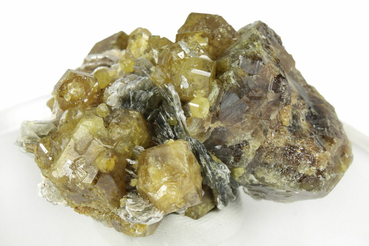 1.75" Yellow Andradite-Grossular Garnet Cluster with Clinochlore - Mali ...