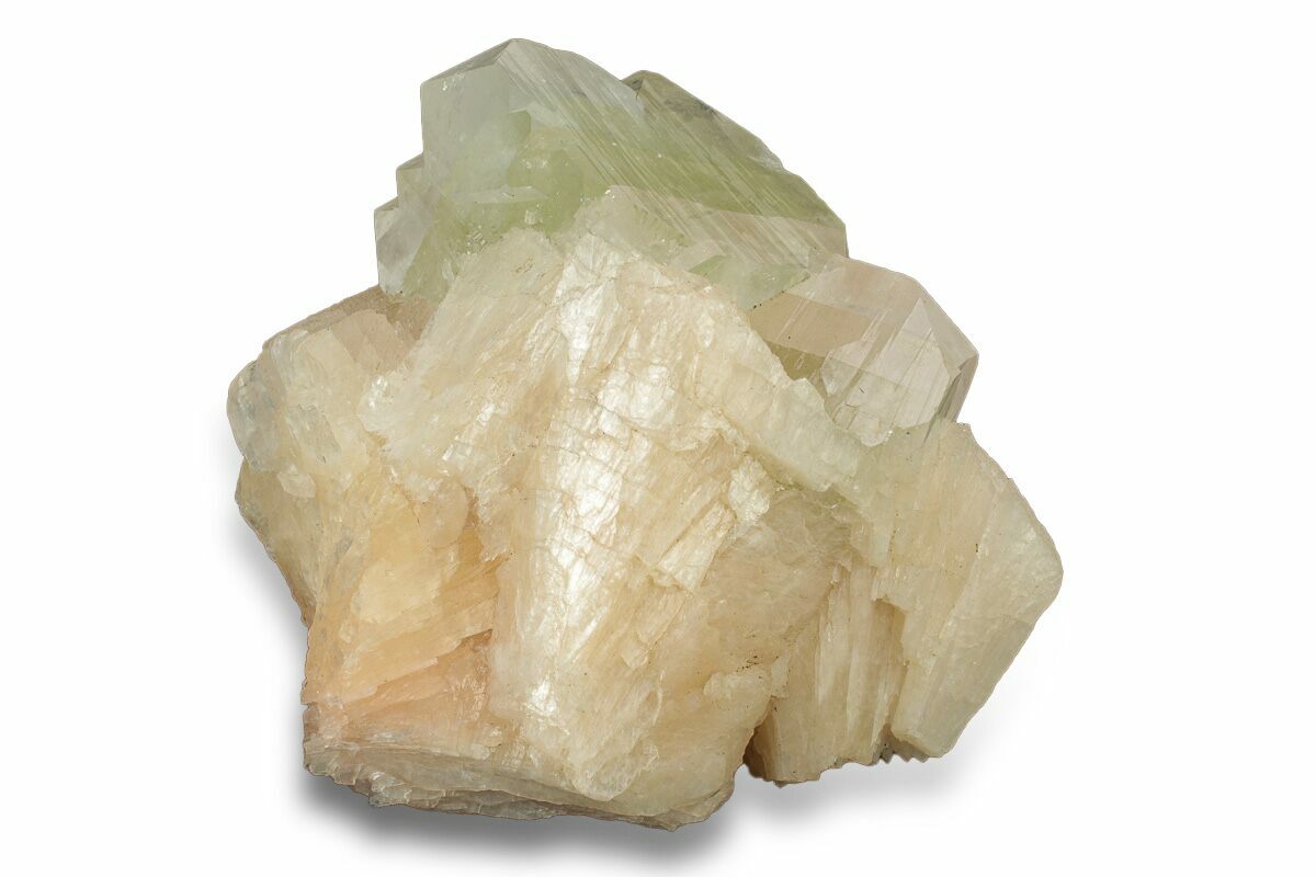 3" Lustrous Zoned Apophyllite on Peach Stilbite - India (#252432) For ...