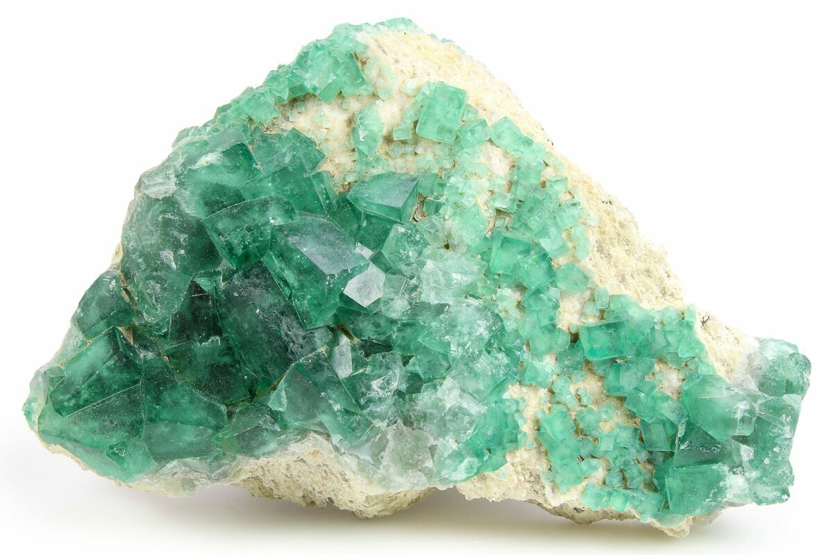 5.35" Green, Fluorescent, Cubic Fluorite Crystals - Madagascar (#253605 ...