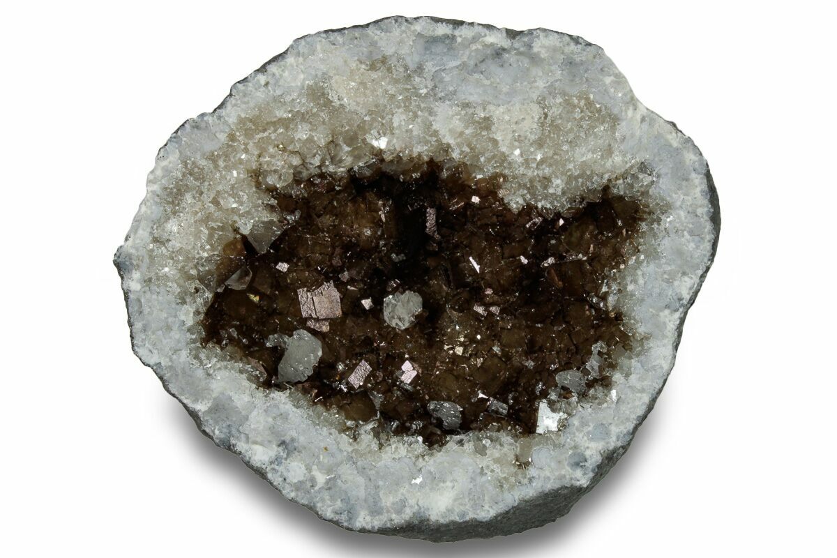 2.1" Keokuk Quartz Geode with Calcite Crystals (Half) - Missouri ...