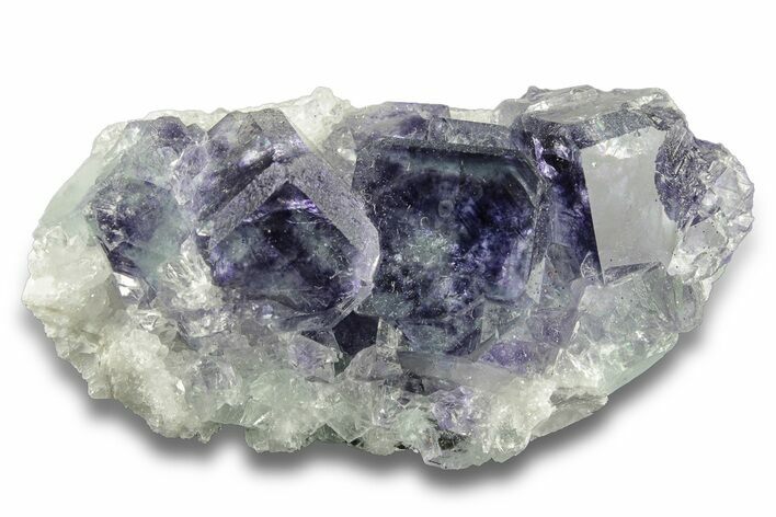 2.45" Glass-Clear Cubic Fluorite Crystals on Quartz - China (#258443 ...