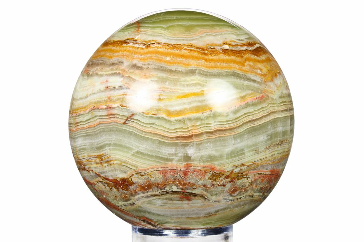 4" Polished Green Banded Calcite Sphere - Pakistan (#265546) For Sale ...