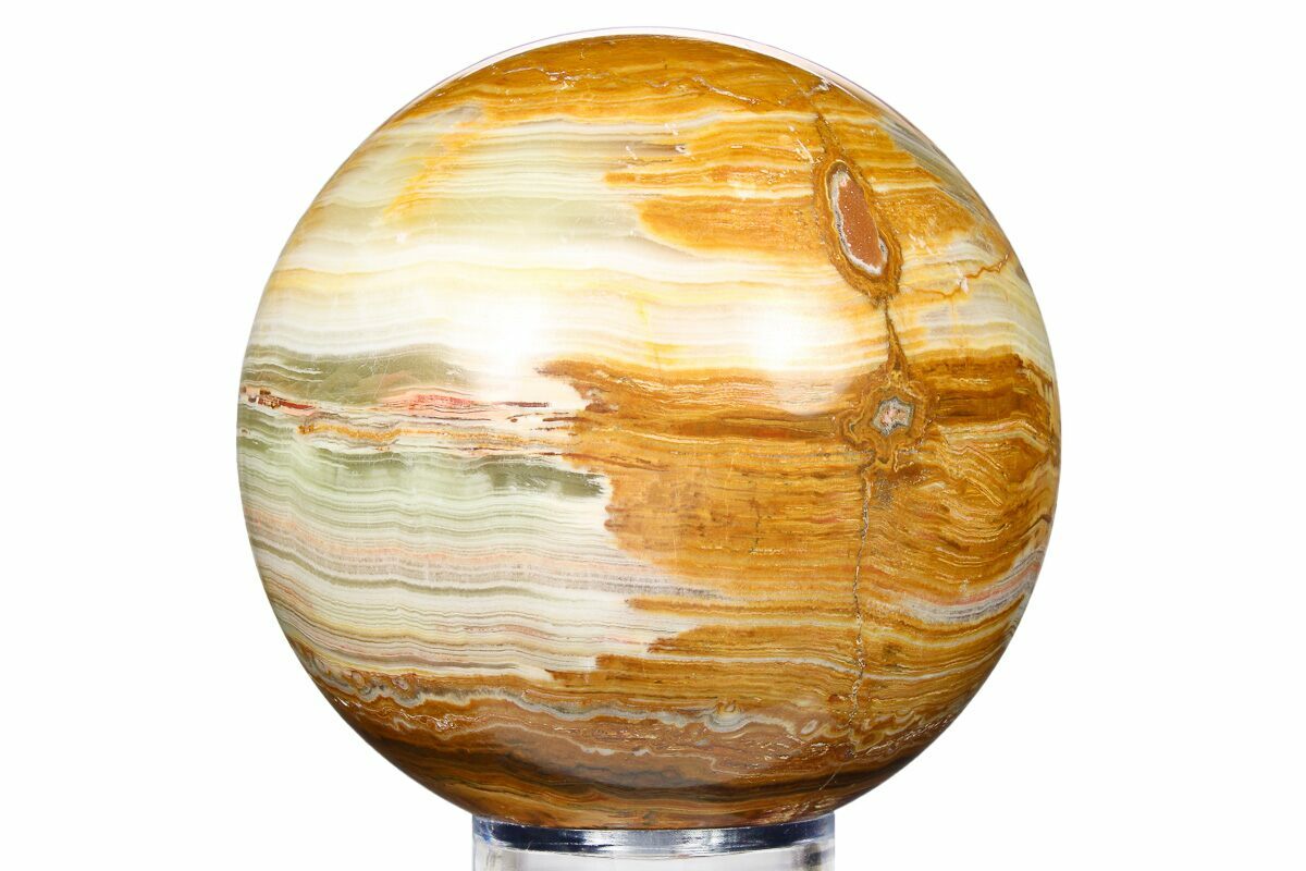 4" Polished Green Banded Calcite Sphere - Pakistan (#265570) For Sale ...