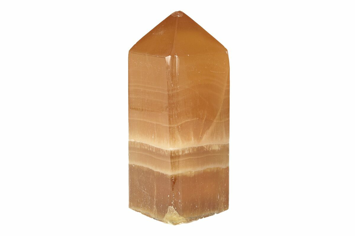 Bargain, 3.35" Polished Banded Honey Calcite Obelisk - Pakistan ...