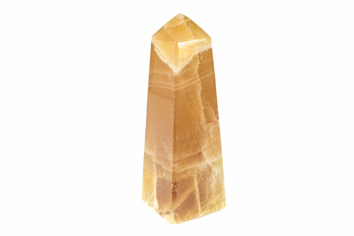 4" Polished Banded Honey Calcite Obelisk - Pakistan (#266917) For Sale ...