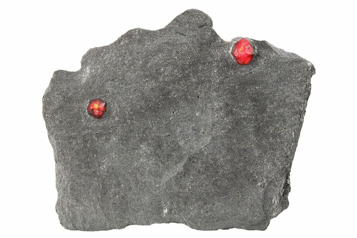 2.7" Plate of Two Red Embers Garnets in Graphite - Massachusetts ...