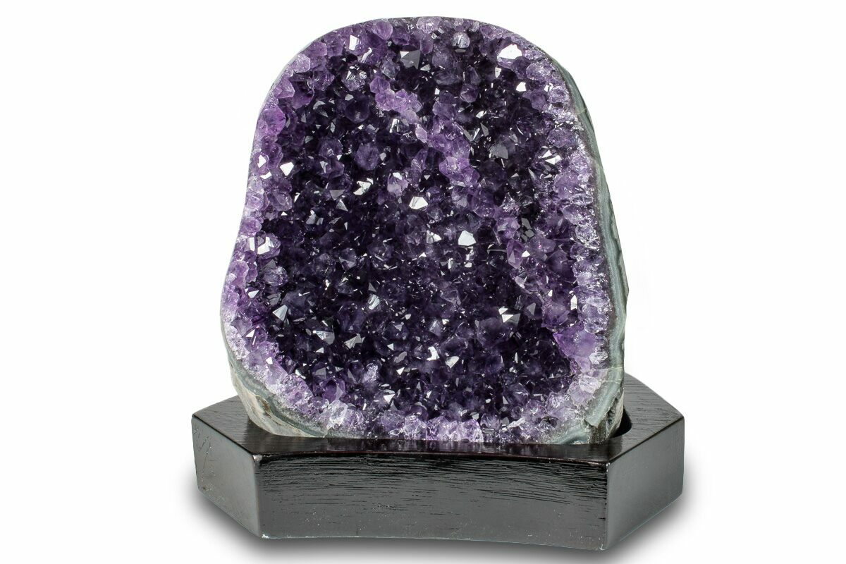 5" Dark Purple Amethyst Geode With Wood Base - Uruguay (#275633) For ...