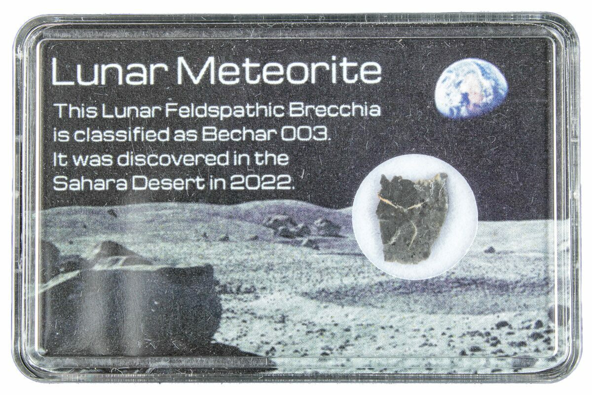 .38" Polished Lunar Meteorite Slice (0.14 g) - Bechar 003 (#285239) For ...