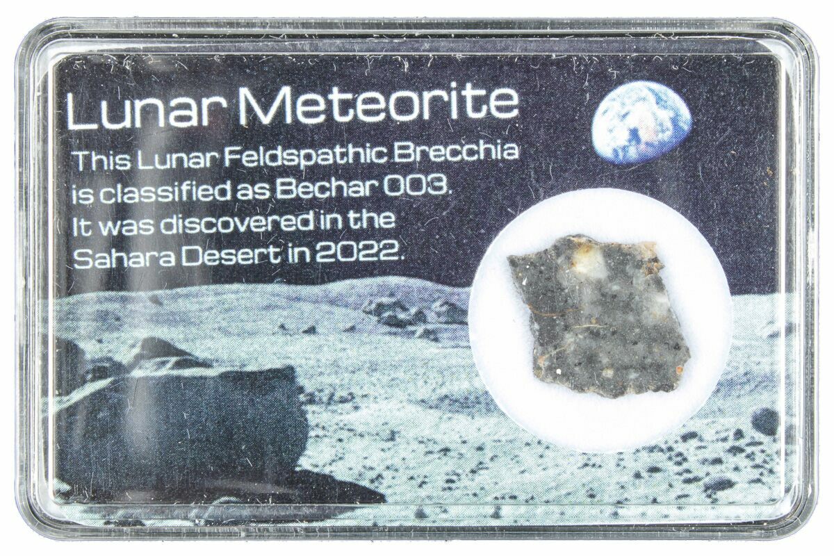 .6" Polished Lunar Meteorite Slice (0.33 g) - Bechar 003 (#288417) For ...