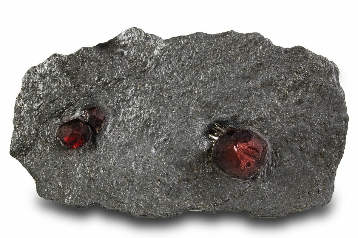 5.2" Plate of Three Red Embers Garnets in Graphite - Massachusetts ...