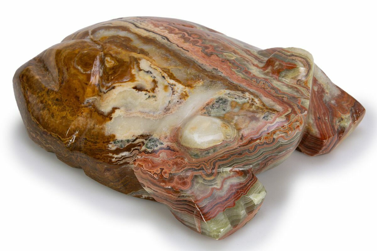 4.15" Carved Green Banded Calcite Frog - Pakistan (#301362) For Sale ...