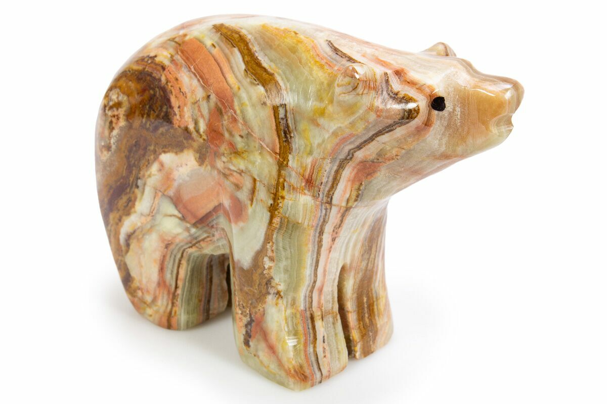 4.1" Carved Green Banded Calcite Bear - Pakistan (#301391) For Sale ...