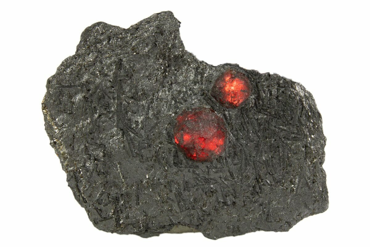 1.5" Plate of Two Red Embers Garnets in Graphite - Massachusetts ...