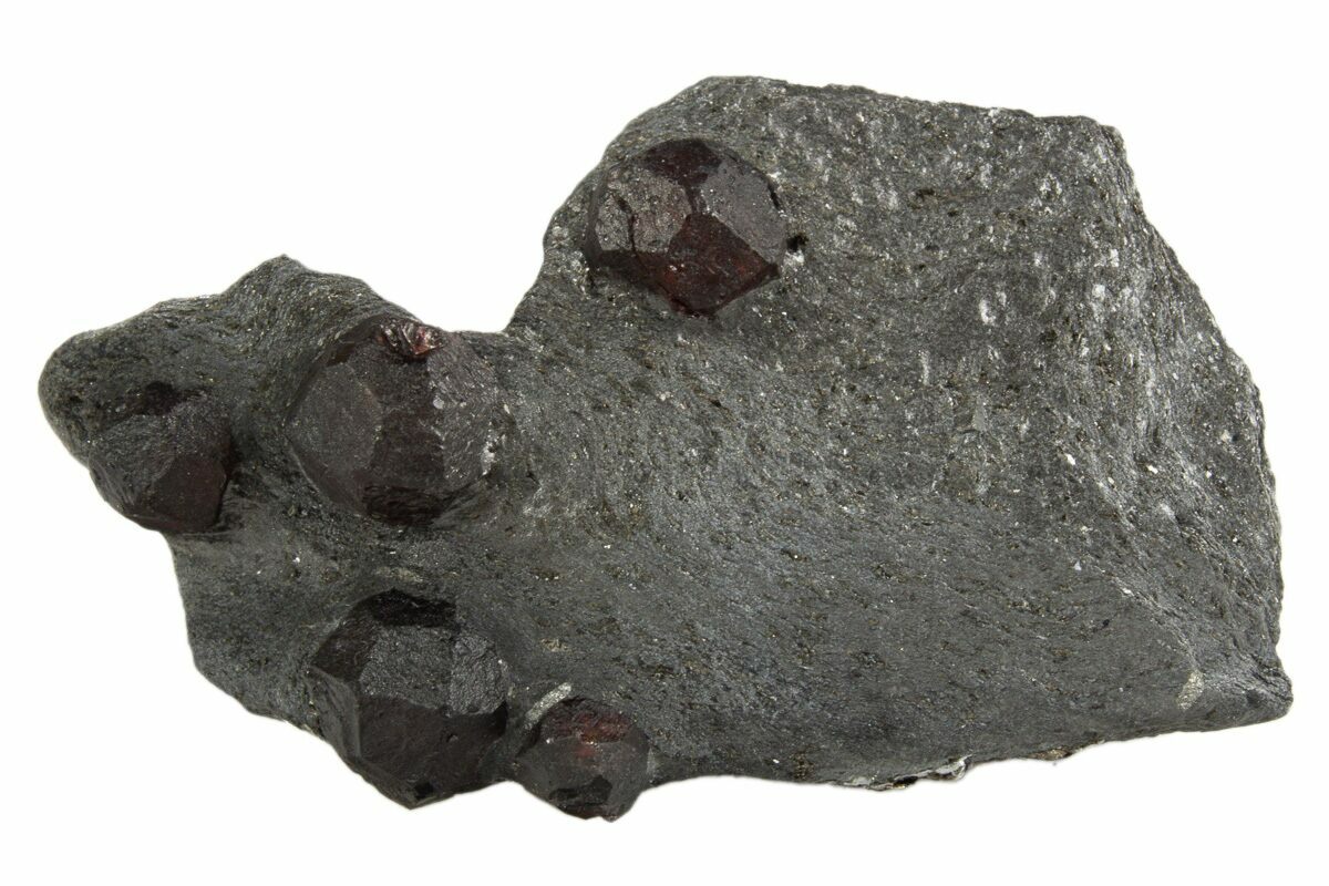 1.85" Plate of Five Red Embers Garnets in Graphite - Massachusetts ...