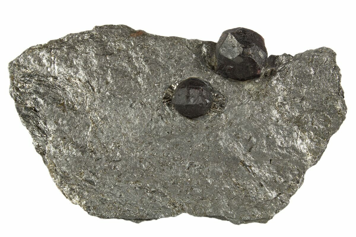 4.7" Plate of Two Red Embers Garnets in Graphite - Massachusetts ...