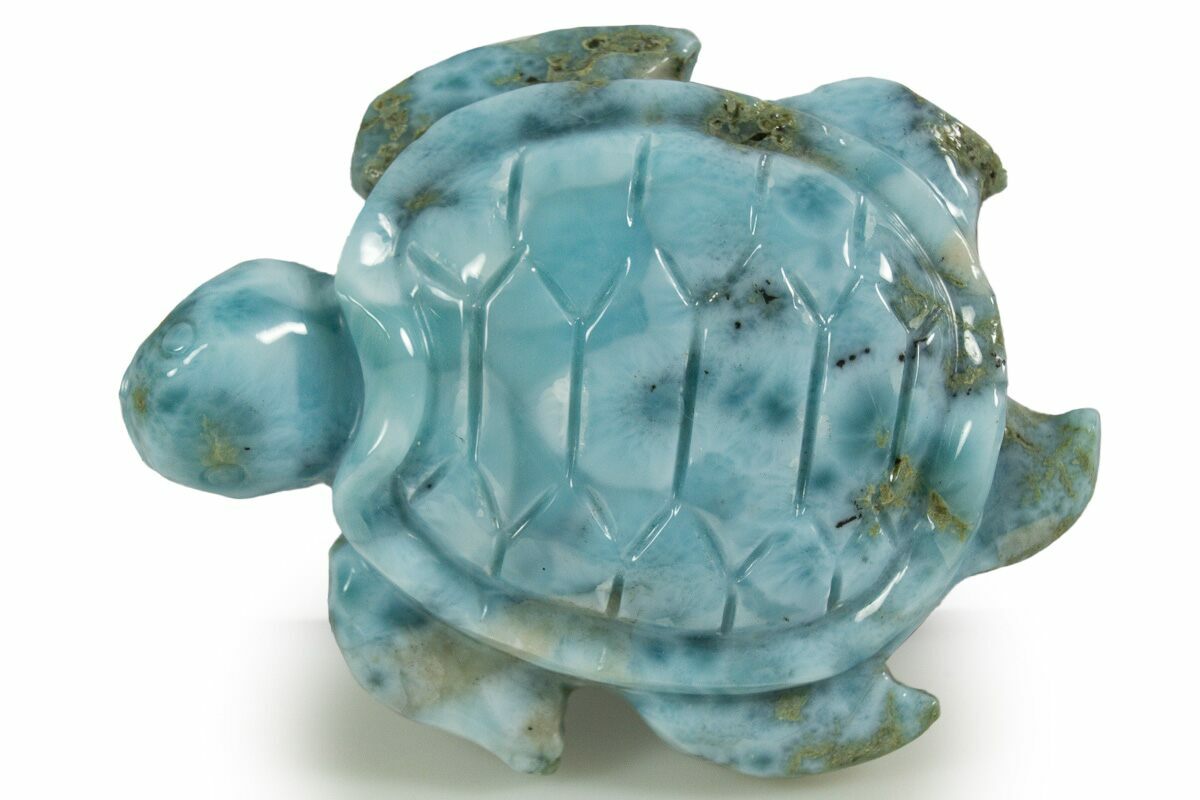 1.65" Polished Carved Larimar Sea Turtle - Dominican Republic (#314967 ...