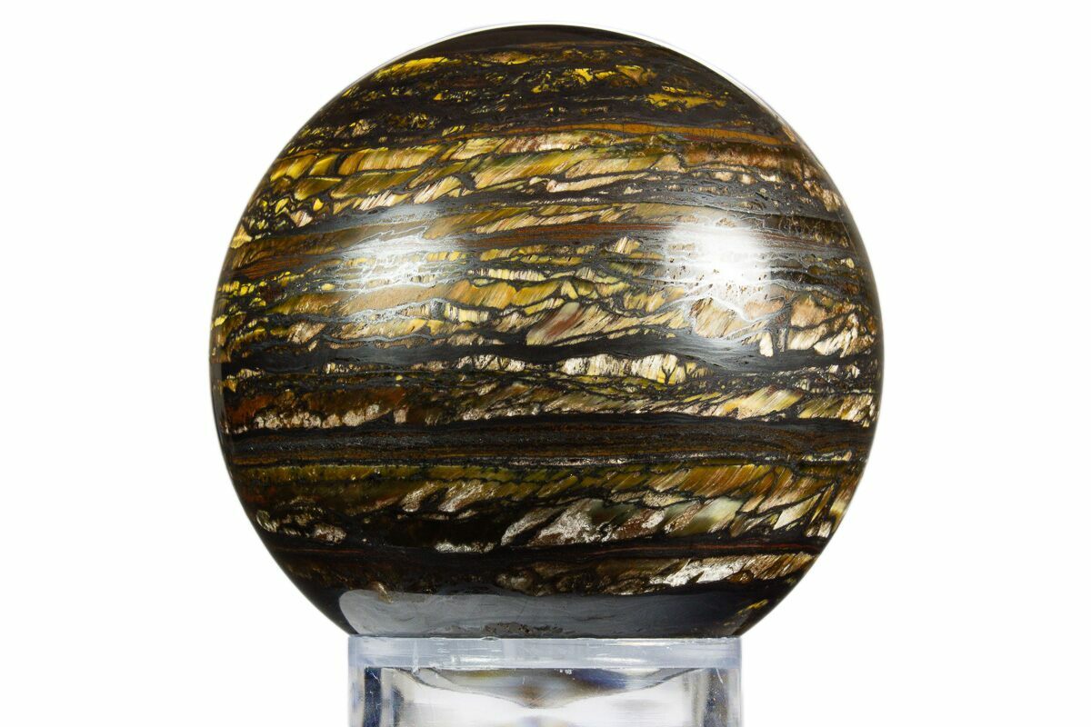 3" Polished Tiger Iron "Stromatolite" Sphere - 3.02 Billion Years ...