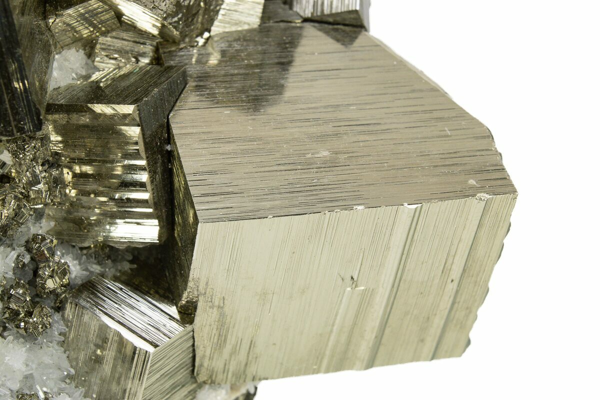 4.6" Columnar Calcite and Quartz Crystals on Pyrite - Fluorescent ...