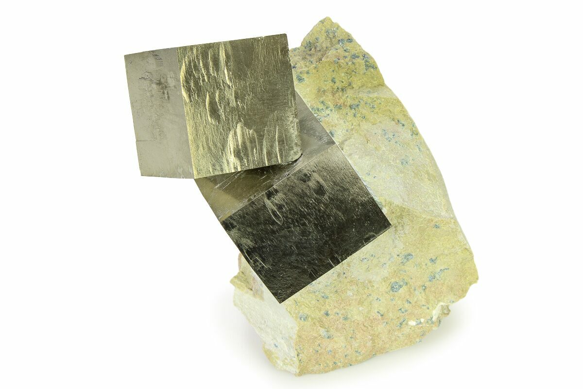 Two Shiny Natural Pyrite Cube In Rock - Navajun, Spain (#325101) For ...