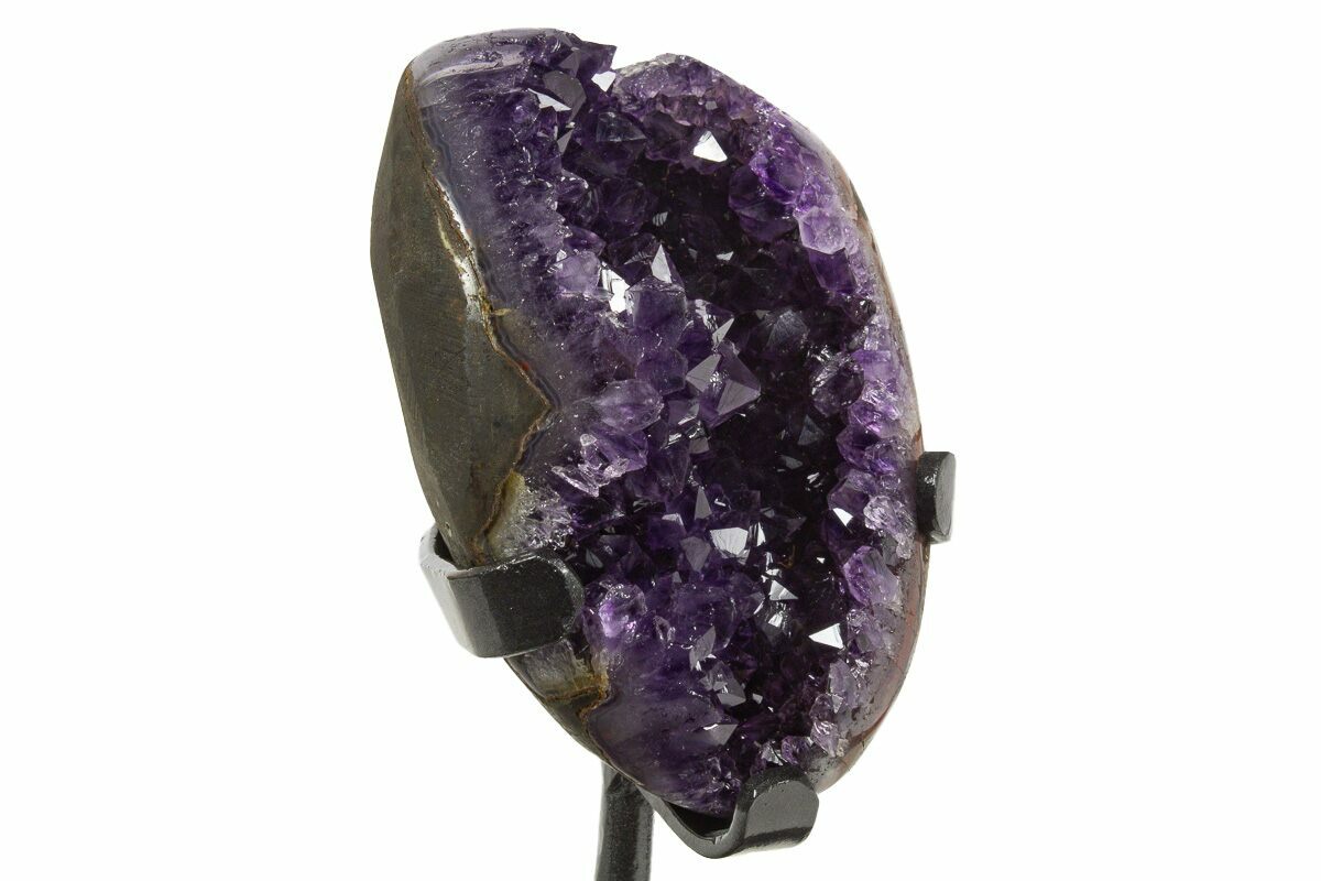 4.3" Deep-Purple Amethyst Geode With Metal Stand - Uruguay (#342508 ...