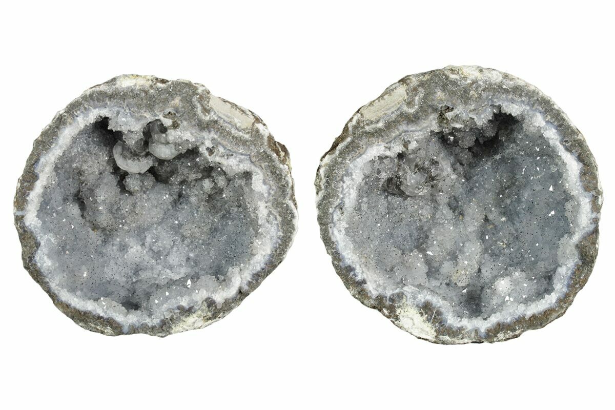 5.4" Las Choyas "Coconut" Geode with Quartz & Calcite (Pair) - Mexico ...